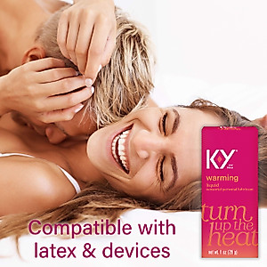 K-Y Warming Liquid Lube, Sensorial Personal Lubricant, Glycerin Based Formula, Safe to Use with Latex Condoms, For Men, Women and Couples, 1 Oz (Pack of 4)