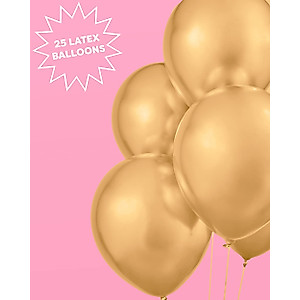 xo, Fetti Gold Chrome Birthday Balloon Set - 25 pk, 12" | Bachelorette Party Decorations, Bridal Shower, Birthday Party, Baby Shower, Engagement