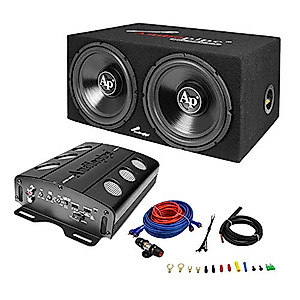 Audiopipe APSB-1299PP Dual 12 Inch Car Audio Subwoofer Speakers and Sealed Enclosure, 2 Channel 500 Watt Amplifier, and Wire Installation Kit