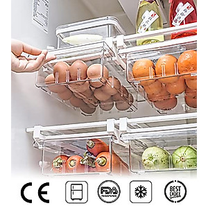 MDHAND Refrigerator Organizer Bins, Pull-Out Fridge Drawer Organizer Bins, Kitchen Refrigerator Pantry Organizer for Fruit and Vegetable, Fridge Organization fit for Fridge Shelf Under 0.6"
