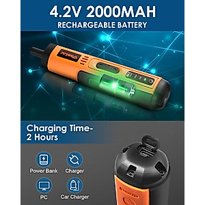 Vastar 4.2V Electric Screwdriver Kit, 4 Torque Settings, 49 in 1 Cordless Rechargeable Screwdriver with LED Light, 35 CRV Steel Screwdriver Bits, 8 Sockets, Magnetic Hex Chuck, Bit Holders