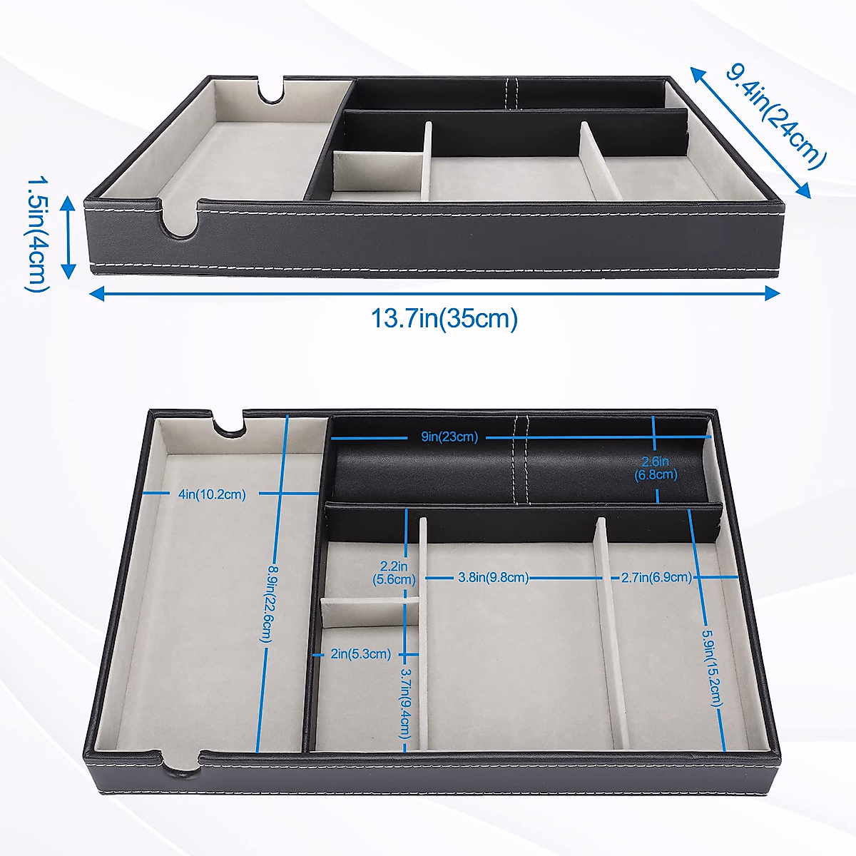 ProCase Set of 5 Stackable Jewelry Tray Drawer Organizer Bundle with Valet Tray Nightstand Organizer