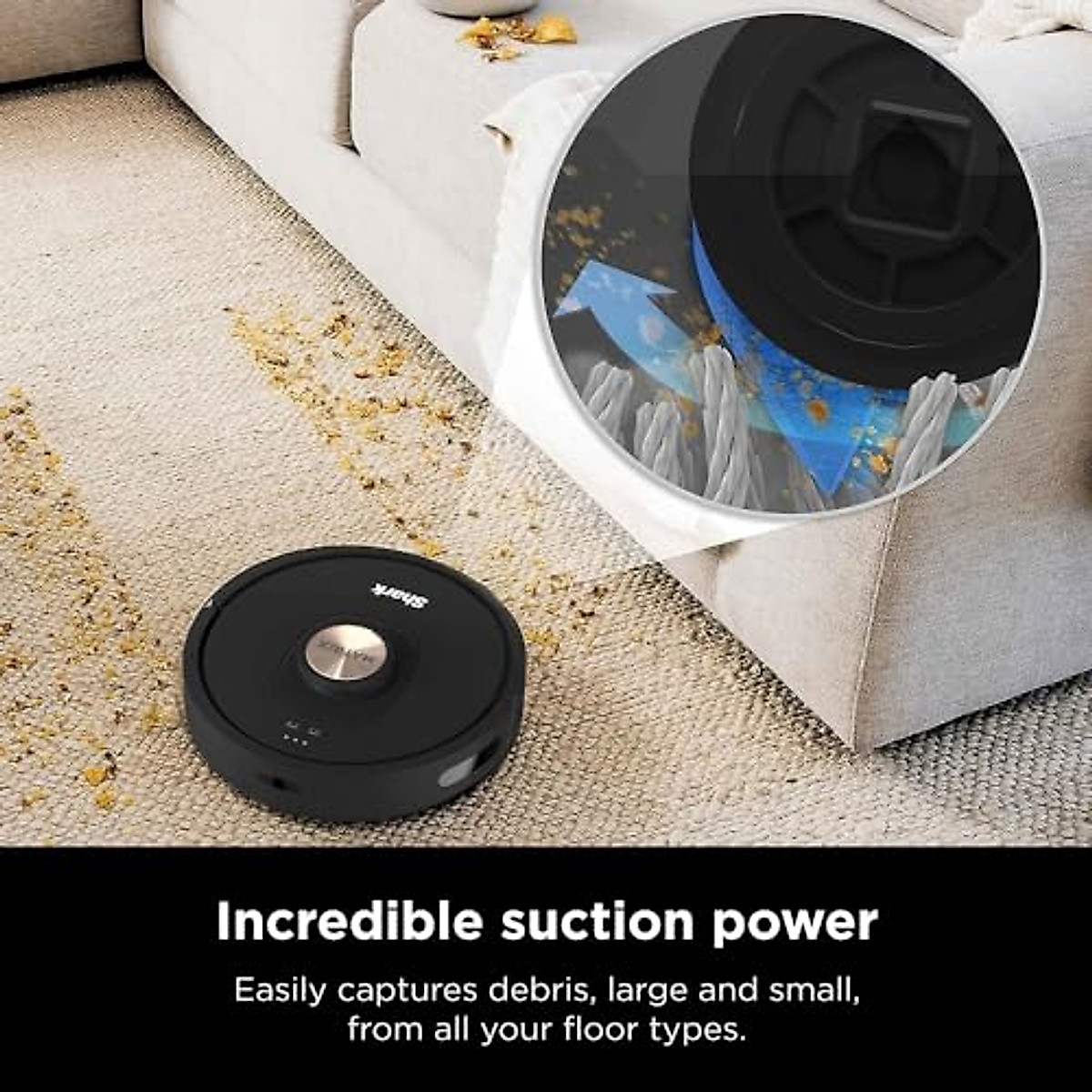 Shark AV2310AE Matrix Self-Emptying Robot Vacuum with No Spots Missed on Carpets and Hard Floors, Precision Home Mapping, Perfect for Pet Hair, Bagless, 45-Day Capacity Base, Wi-Fi Black/Brass