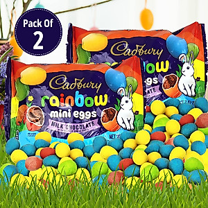 Cadbury Mini Eggs Milk Chocolate – Pack of 2 Rainbow Delicious Chocolate Eggs with Rainbow Coating for Stocking Stuffers, Easter Basket