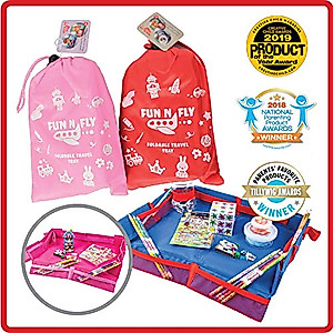 Fun N' Fly Foldable Travel Tray - Blue Red Portable Durable Kids, Toddler, Baby Play Space and Snack Desk for Airplane Travel by FunnFly