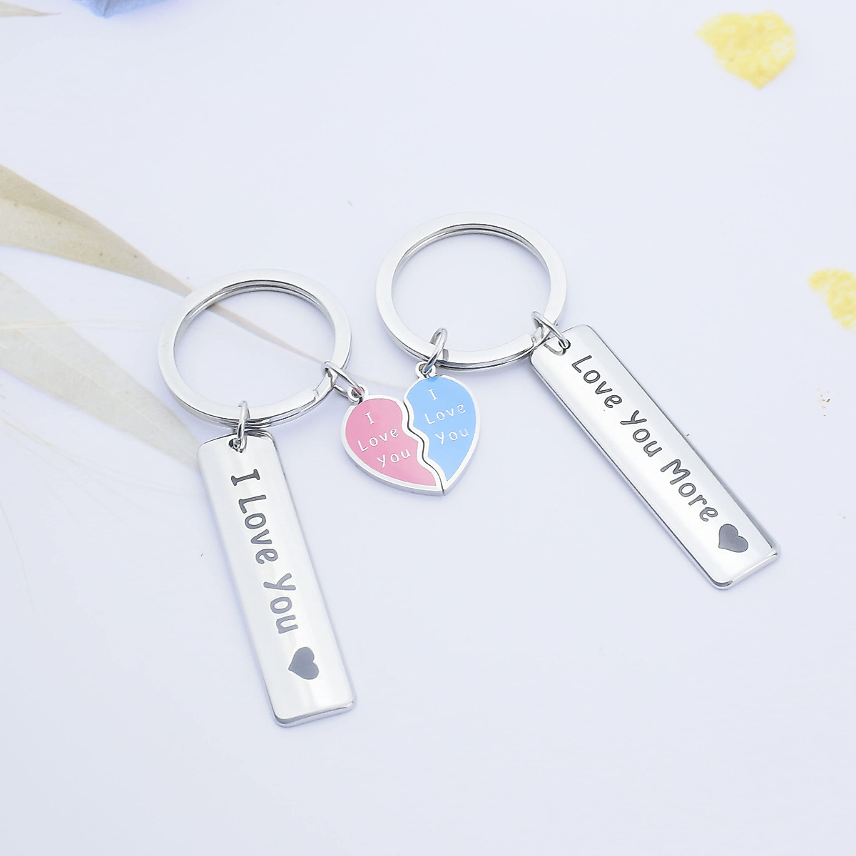 I Love You More Keychain Set Puzzle Piece Keychain Matching Couple Keychain Couples Gifts Birthday Gifts for Lover Boyfriend Girlfriend Husband Wife Gifts (BarKS)