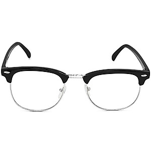 Skeleteen Clear Lens Costume Glasses - Non Prescription Horn Rimmed Fake Club Eyeglasses for Adults and Children