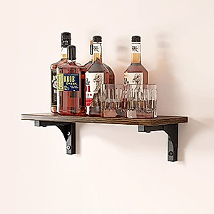 EZFurni Floating Shelves Wood for Wall,Set of 3 Rustic Floating Shelves for Storage,Wider Shelving Wall Mounted for Kitchen, Bedroom, Bathroom,Brown