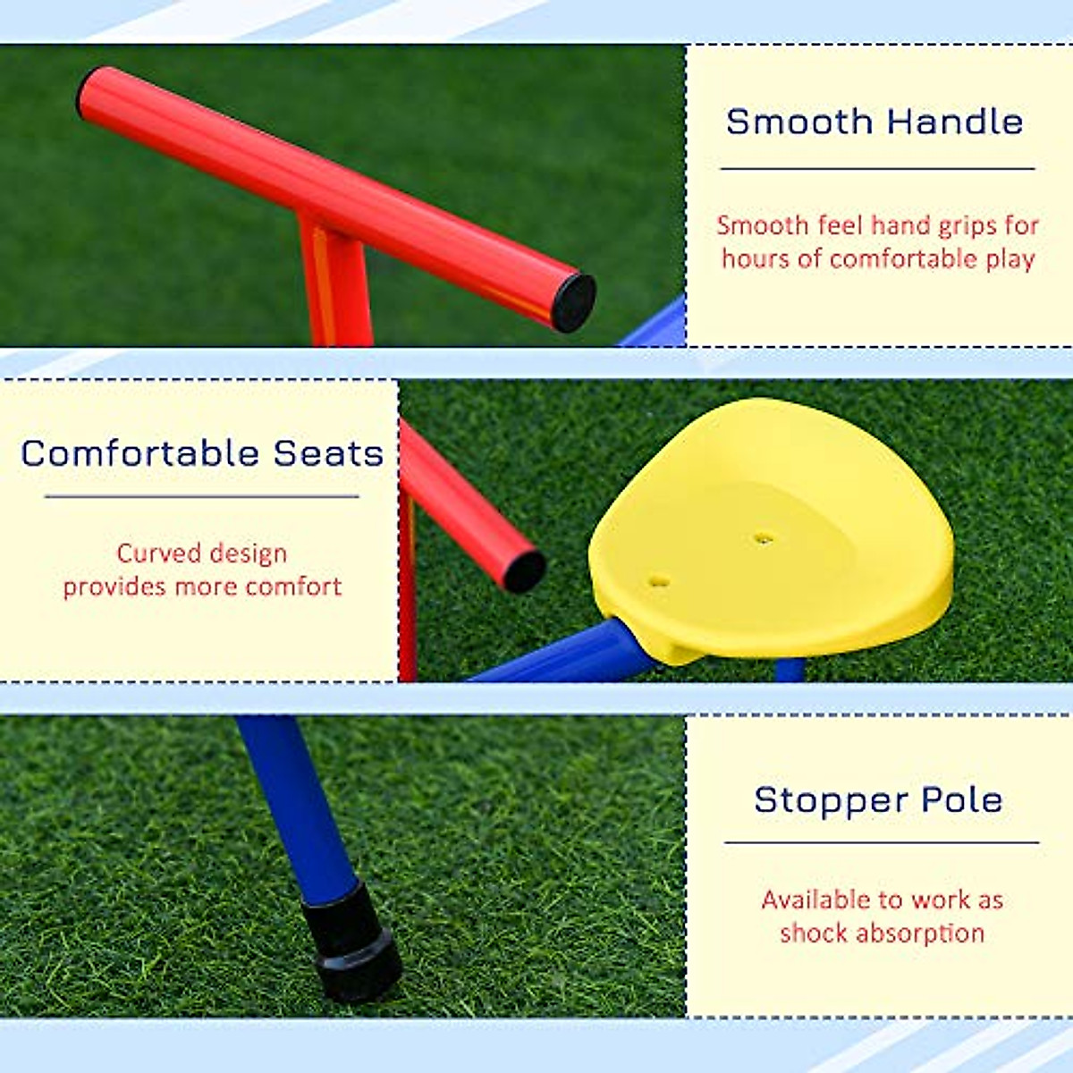 Outsunny Teeter Totter 4 Seat Outdoor Seesaw for Backyard Multiple Kids Playground Equipment Active Play