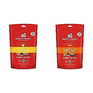 Stella & Chewy's Freeze-Dried Raw Dinner Patties Dog Food (Bundle of 2, 14 oz. Bags) - Chicken & Beef