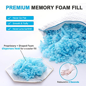 Cooling king Size Pillows Set of 2, Shredded Memory Foam Bed Pillows king Size Set of 2, Cool Cold Pillow for Side Back Stomach Sleepers, Gel Pillow Adjustable Firm Pillows Soft Pillows for Sleeping