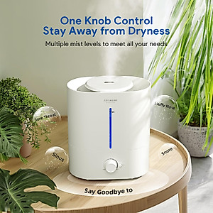 ASAKUKI Cool Mist Humidifiers for Bedroom Home, 4L Top Fill Humidifier Large Room for Baby Nursery & Plants, Quiet Room Humidifier with Diffuser, Night Light, Auto Shut Off, Easy Clean, 40H Runtime