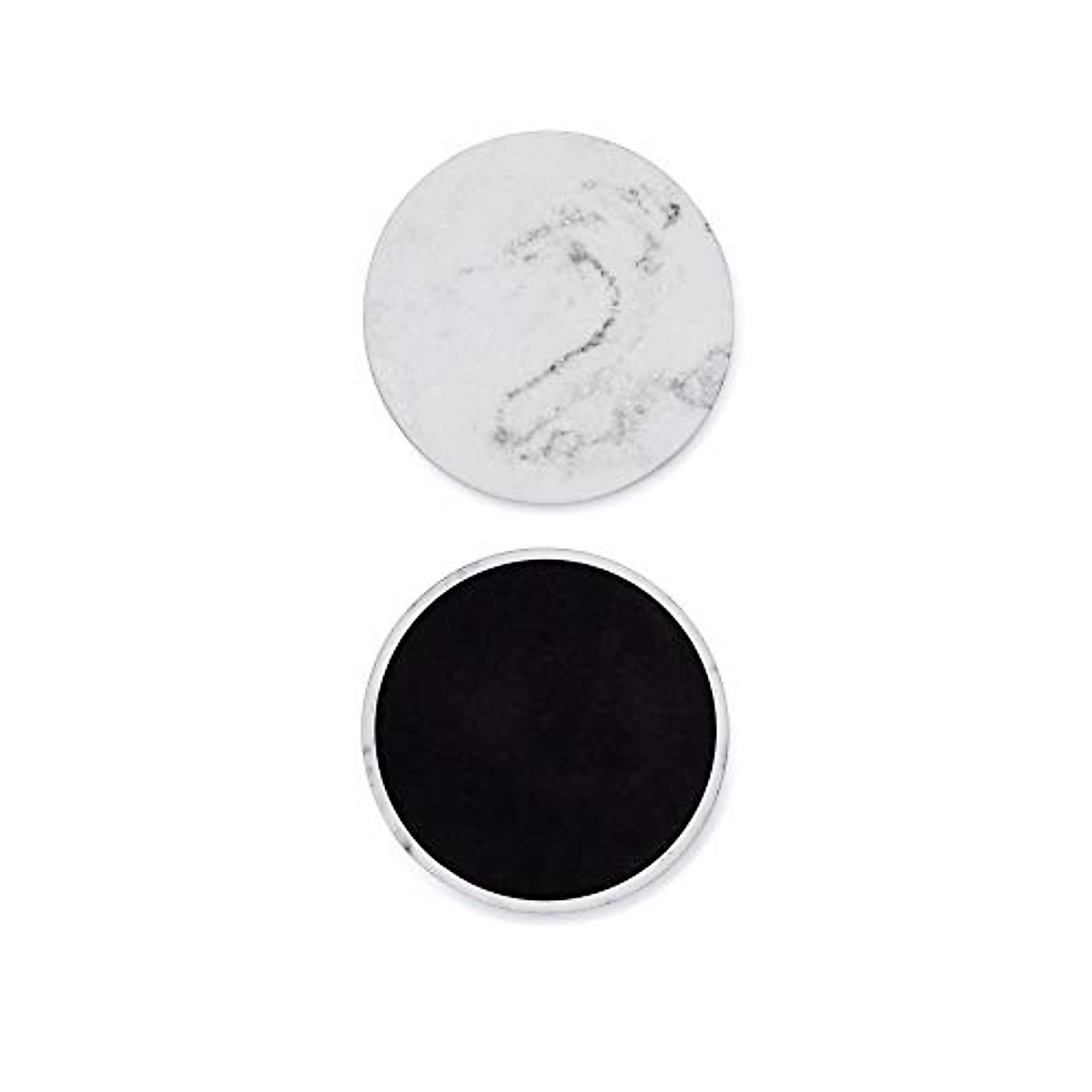 Essentra Home Set of 6 White Marble Coasters for Drinks, Soft Felt Bottom Protects Your Furniture from Scratches, Absorbent 4 Inch Coasters