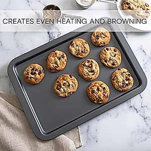 Kitchen Details Small Nonstick Baking Sheet | Creates Even Heating and Browning | Durable | Easy to Clean | Oven Safe up to 500 Degrees | Bakeware | Grey