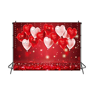 LTLYH 7x5ft Valentine's Day Backdrop Valentine's Day Red Love Heart Balloon Decor Banner Background Valentines Photo Backdrop Valentines Party Supplies 126