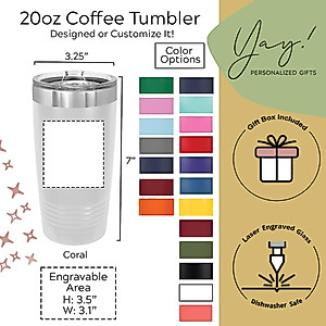 Personalized Tumbler with Engraved Name, Custom 20oz Stainless Steel Travel Mug with Lids, Monogrammed Gifts for Men with Initials, Double Wall Insulated, Unique Christmas Birthday Gift(Design 1)