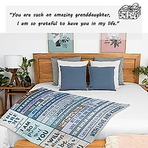 CUJUYO Granddaughter Gifts from Grandma Blanket 60"x50", Granddaughter Gifts Throw Blanket, Gifts for Granddaughter Blankets Throws, Granddaughter Gift Ideas for Birthday Graduation Christmas