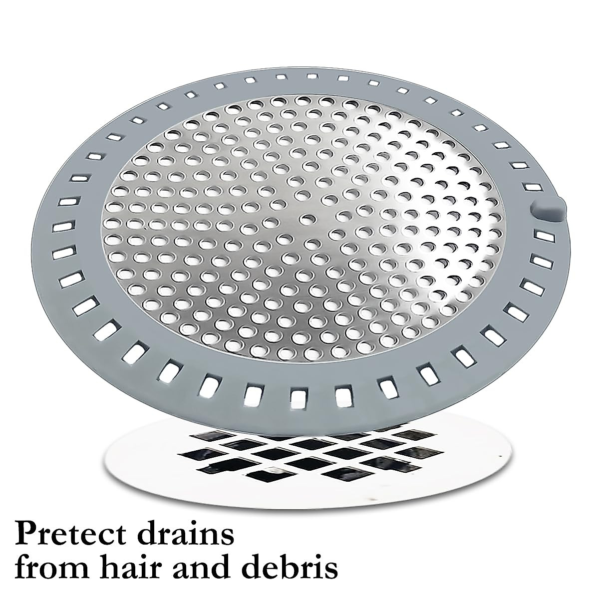 Huntonry Drain Hair Catcher, Shower Hair Drain Catcher, Shower Drain Cover, Bathtub Drain Strainer, Tub Hair Catcher, Bathroom Sink Strainer Hair Trap Filter, Bathroom Drain Defender, Flat, Round