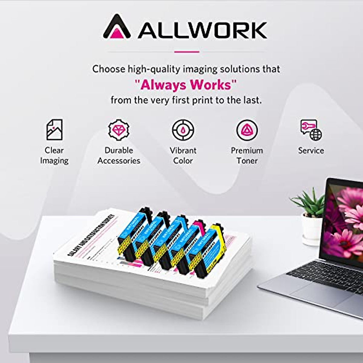 ALLWORK 5 Packs Remanufactured T288XL Ink Cartridges Replacement for Epson 288XL T288XL 288 T288 High Yield Ink for Expression XP-430 XP-434 XP-440 XP-446 XP-340 XP-330-2 Black1 Cyan1 Magenta1 Yellow