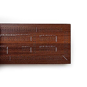 STERLING Games Triple Track Wooden Cribbage 13 Inch Board Game Set with Carrying Bag and Metal Pegs for 3 Players