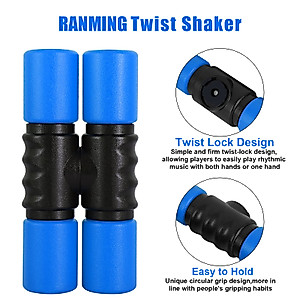 RANMING Twist Shake ABS Double Row Shakers Percussion Instruments Medium Volumelatin Percussion Instruments for Accompaniment,Studio,Band,Drummers (Blue)