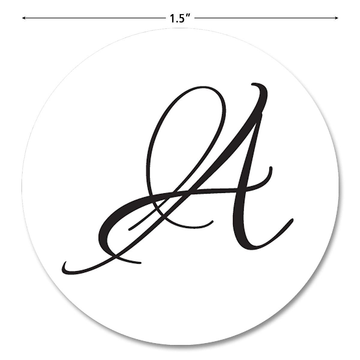 Current Personalized Brush Initial Envelope Seals- Set of 144, 1-1/2 Inch Round Stationery Stickers, Self-Stick, Choose Red, Green, Black or Purple Monogram