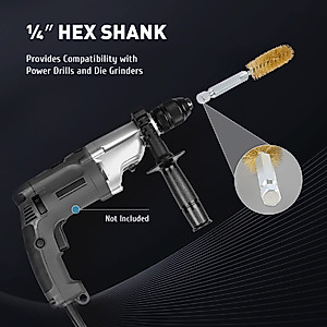 Orion Motor Tech 38pc Wire Brush Set, Bore Brush for Drill with 1/4 Inch Hex Shank and Long Extension Bars, 8-19mm Dia Round Wire Brush Kit, 0.31-0.75 Inch Stainless Steel Brass Nylon Cleaning Brushes