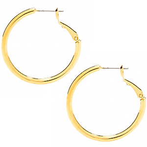 Lifetime Jewelry Hoop Earrings for Women and Men 24k Real Gold Plated (Gold)