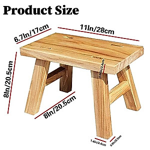 CozyHaus 8Inch Solid Wooden Step Stool,Small Footstool for Kids & Adults Small Bench Plant Stand Fishing Stool, Perfect for High Beds, Kitchen, Bathroom, Closet, Fishing (Yellow)
