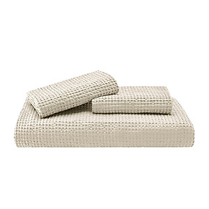 Bedsure Cotton Duvet Cover Queen Size - 100% Cotton Waffle Weave Beige Duvet Cover Queen Size, GentleSoft™ and Breathable Bedding Set for All Season, 3 Pieces, 90"x90"