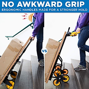 Mount-It! Stair Climber Hand Truck and Dolly, 330 Lb Capacity Heavy-Duty Folding Trolley Cart with Telescoping Handle and Rubber Wheels, Stair Climbing Dolly for Home, Office, Commercial & Industrial