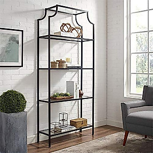 Pemberly Row 4 Shelf Glass Etagere Bookcase in Oil Rubbed Bronze