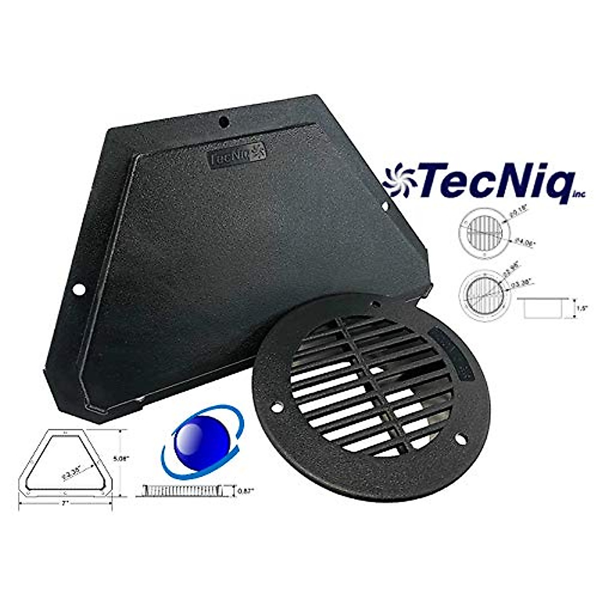 Vent Cover TecNiq RV ATV Truck Cargo Work Trailer Side Air Vent Kit