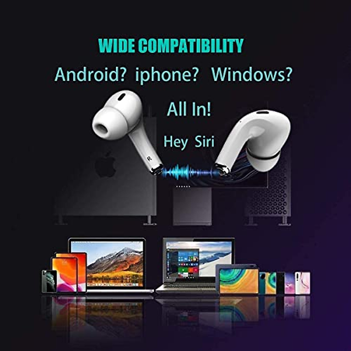 EEAABBR Bluetooth 5.3 Headphone True Wireless Earbuds Air pro 2 with 30H Charging Case,Built-in 2 mic Noise Cancelling in Ear Buds pro 3 IPX7 Waterproof Compatible with iPhone Android for Sports