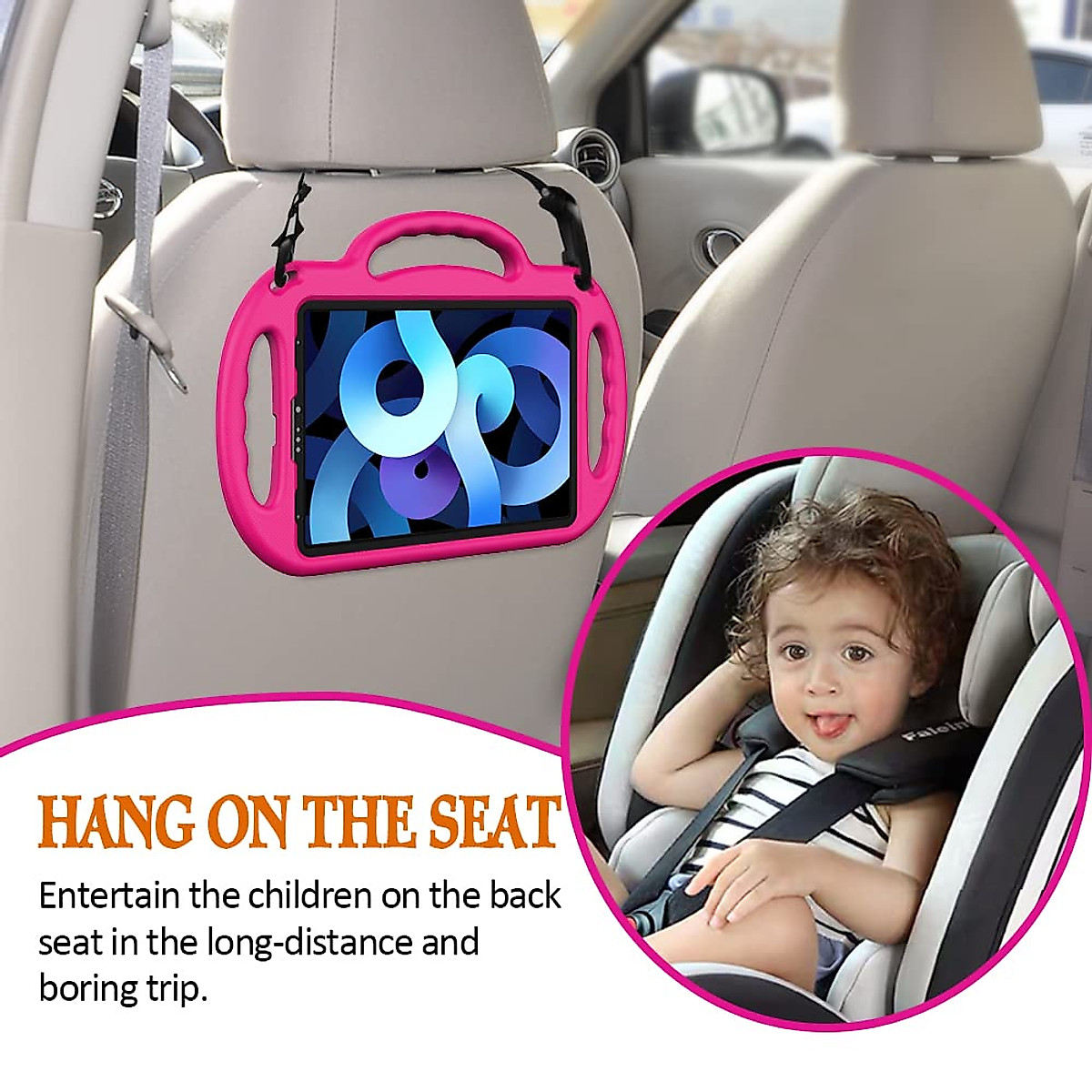 eTopxizu Kids Case for iPad Air 5th Generation 2022/iPad Air 4th Generation 2020, 10.9" iPad Air 5/4 Shockproof Handle Stand Case with Shoulder Strap for iPad Air 5th/4th Gen 10.9/Pro 11, Rose Pink