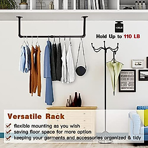 Varsoul Wall Mounted Clothes Rack - 48" Clothing Garment Rack, Space-Saving Heavy Duty Detachable Iron Clothes Hanger Pole, Multi-Purpose Hanging Rod for Closet Storage