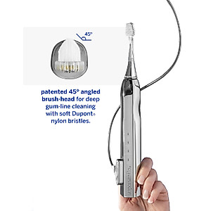 Supersmile Zina45 Deluxe Sonic Pulse Electric Toothbrush, Rechargeable Whitening Tooth Brush, Silver
