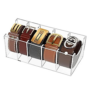 Belt Organizer for Closet，Belt Holder for Closet，Tie and Belt Organizer for Closet,Belt Organizer with 5 Compartments Display Case