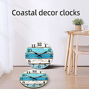 CHYLIN Nautical 14 Inch Wall Clock, Blue Ocean Theme, Silent Sweep Movement, Easy to Read, Good Gift