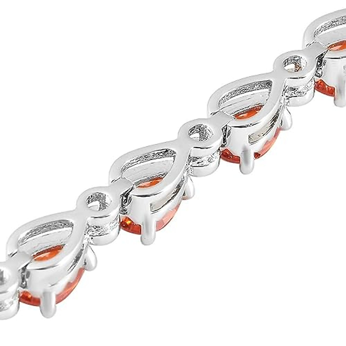 Shop LC Orange Cubic Zirconia Tennis Bracelet for Women Platinum Plated Size 7.25" Ct 6.5 Birthday Gifts for Women