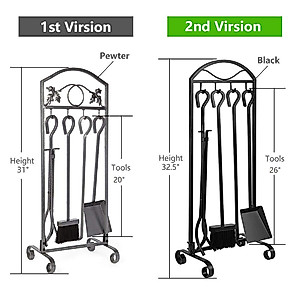 Amagabeli 2Pack Firewood Bracket Rack Outdoor Bundle 5 Pieces Fireplace Tools