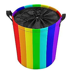 KURISOE Rainbow Laundry Basket Colorful Pride Geometry Laundry Hamper Vibrant Progress Bag Washing Bin Collapsible Laundry Basket for Women Bedroom, Bathroom, Dorm