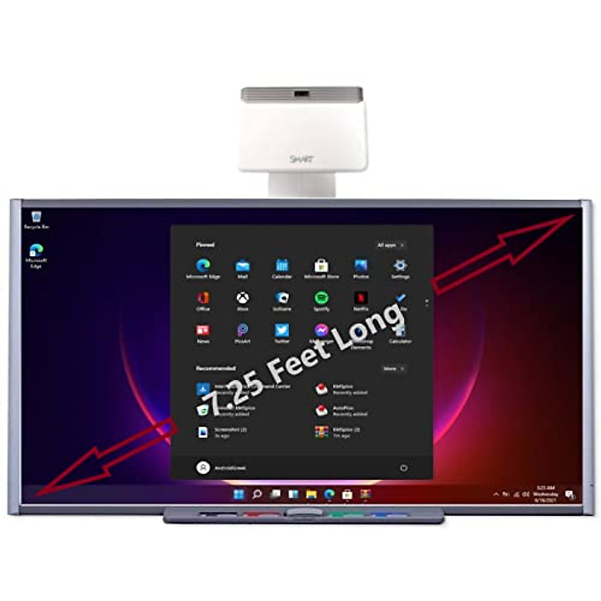 Electronic Interactive Dry Erase Board for Classroom Presentation/Collaboration (7 feet Long by 4 feet Wide) (with Short Throw Projector)