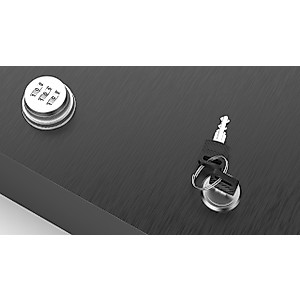 Fire Retardant Strong Box, Dual Combination and Key Lock Security Chest, Fire Resistant Steel Lock Box to Safeguard Vital Documents, Medicine, Money, 0.24 Cubic Feet, 12" x 10" x 3.5" Interior, Black