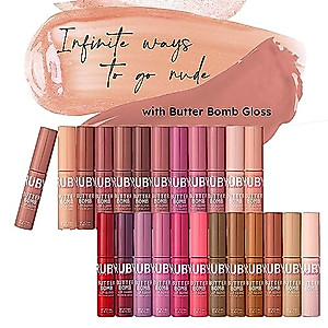 Ruby Kisses Lip Gloss Butter Bomb Gloss Non-Sticky Lip Gloss Vitamin E Natural Nude Lip Makeup -7.8mL (0.26 US fl.oz) (Nude)