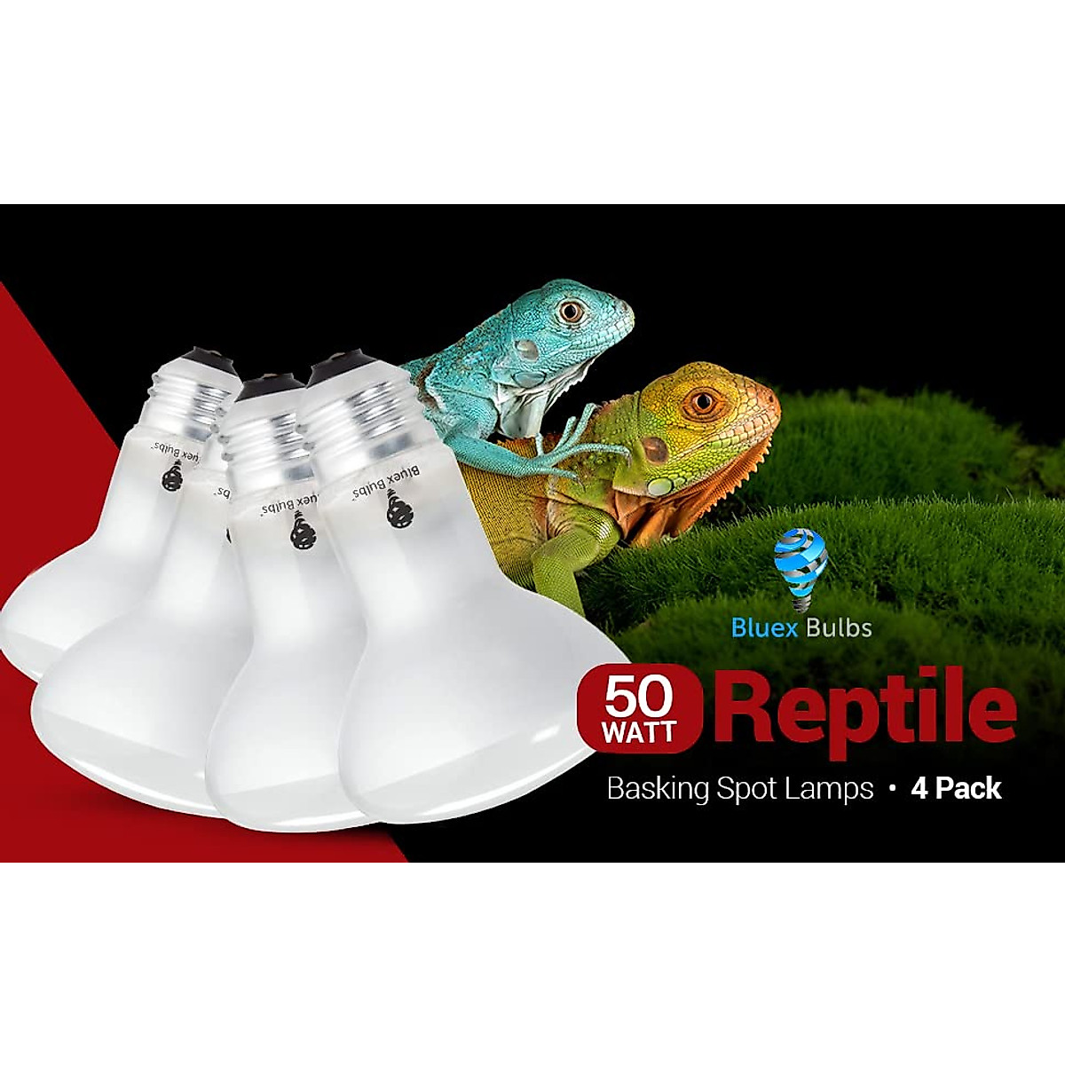 4 Pack 50-Watt Basking Light for Reptile - Heat Lamp Bulbs for Reptiles & Amphibians Broad Spectrum Reptile Light for Glass Terrariums Suitable for Bearded Dragons Light Lizards Iguanas basking Bulb