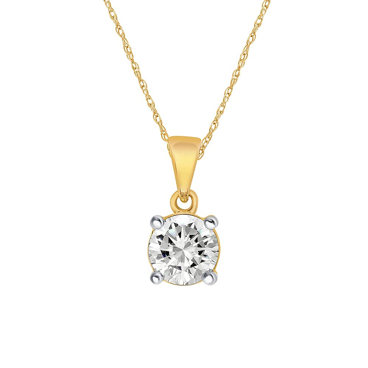 Lab Created Solitaire Diamond Necklaces for Women | 3/4 CT. TW. Real 14 KT Yellow Gold Diamond Necklace Pendants | Certified GH VS/SI Women's Diamond Jewelry
