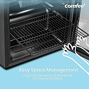 COMFEE' CRV48S3AST Beverage Cooler, 48 Cans Beverage Refrigerator, Digital Temperature Control, Glass Door With Stainless Steel Frame, Reversible Hinge Door And Legs For Home, Apartment,Dorm, Office