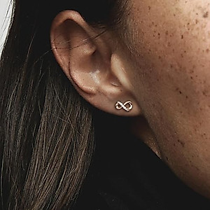 PANDORA Sparkling Infinity Stud Earrings - Great Gift for Her - Stunning Women's Earrings - 14k Rose Gold & Cubic Zirconia, No Gift Box