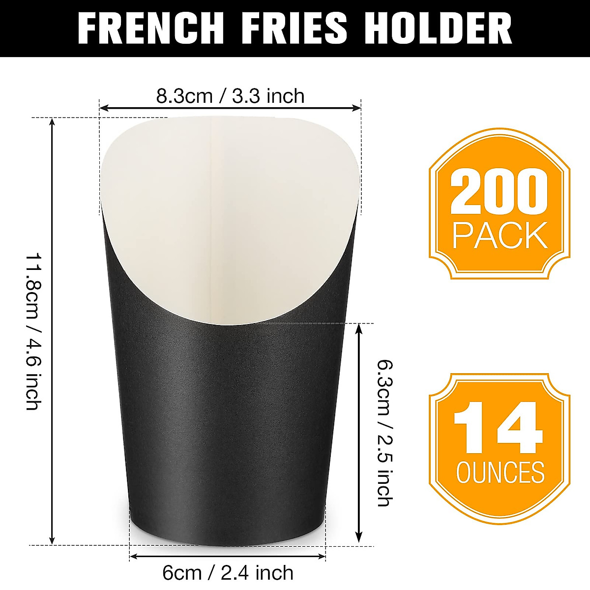 Potchen 200 Pcs French Fries Holder 14 oz Disposable Charcuterie Cups Take out Party Baking Waffle Paper French Fry Cups Popcorn Box Fry Cone for Wedding Sandwich Food
